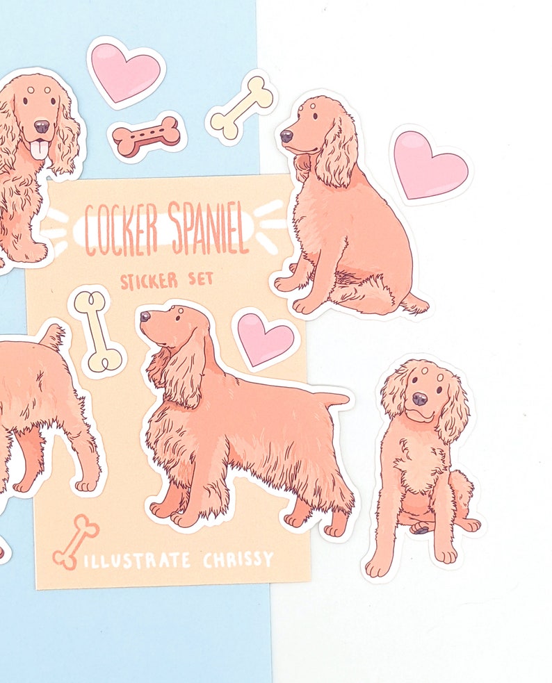 Gold Cocker Spaniel Stickers Cute English Spaniel Stickers - Etsy