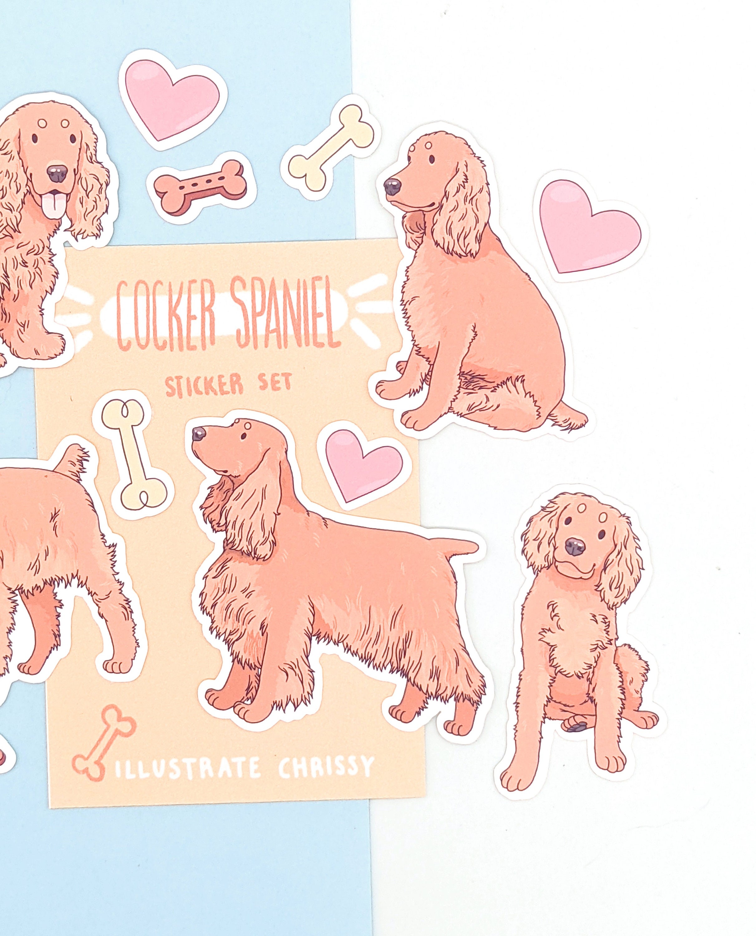 Gold Cocker Spaniel Stickers Cute English Spaniel Stickers - Etsy