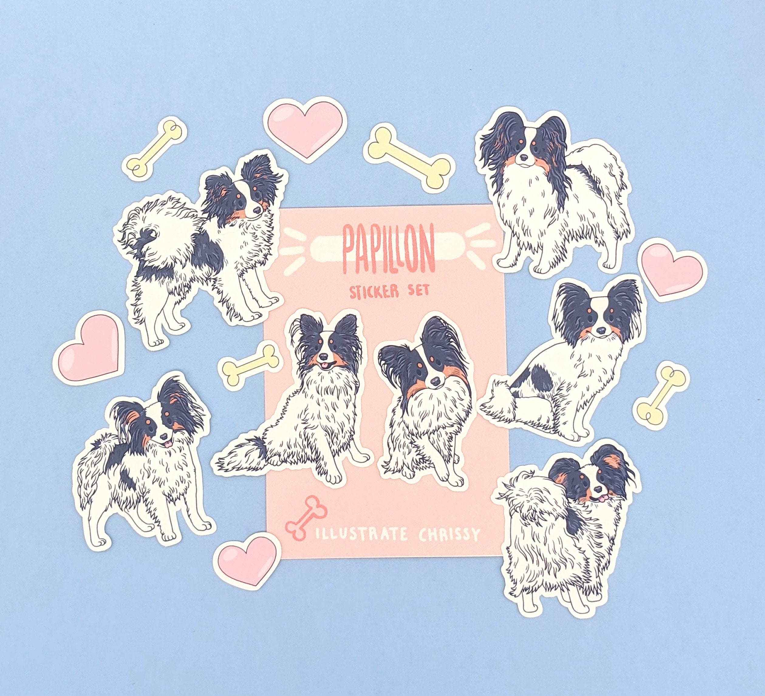 Tricolor Papillon Stickers Cute Dog Stickers Sticker Set | Etsy