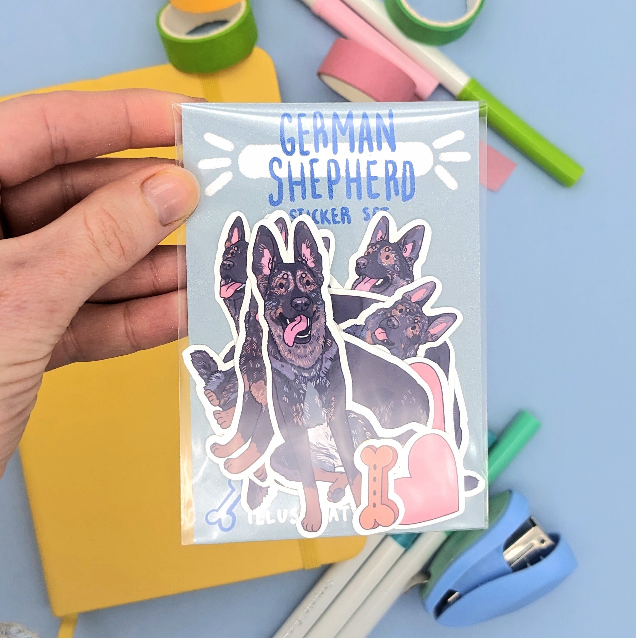 Dark Sable German Shepherd Sticker Set - Dog Stickers - Black and Tan ...