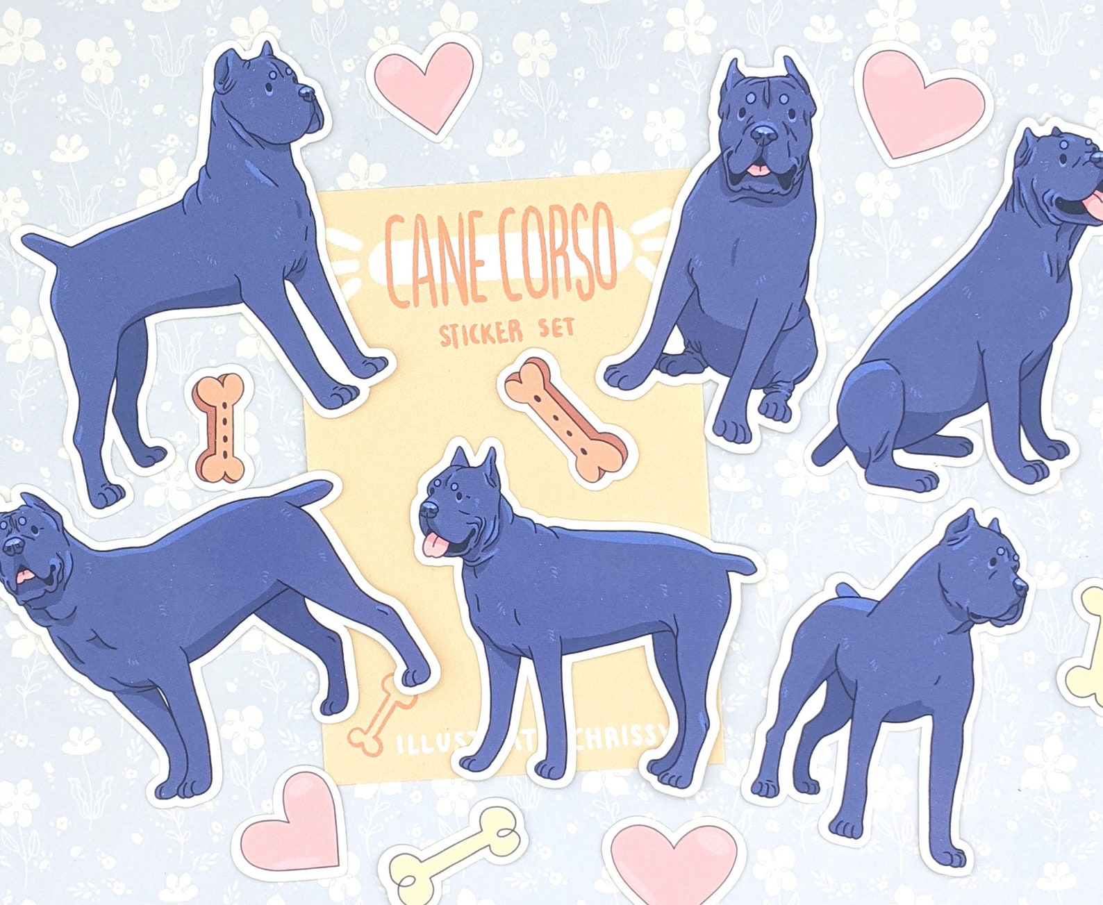 Cane Corso Stickers - Black Cane Corso Dog - Cute Dog Sticker Set - Etsy