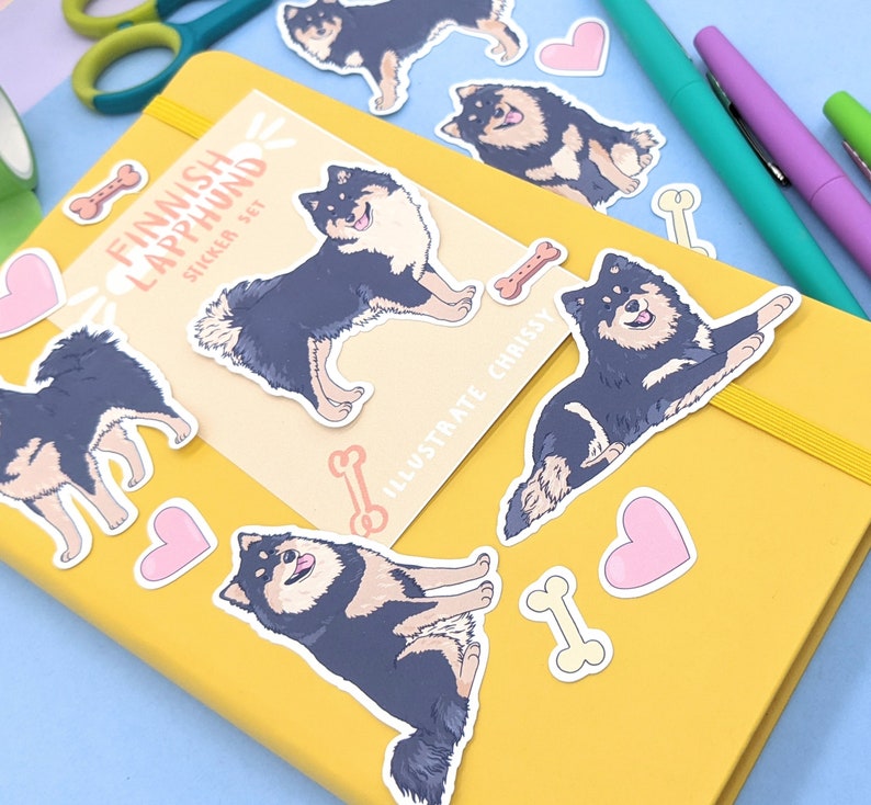 Finnish Lapphund Stickers - Black and Tan - Dog Sticker Set - Etsy