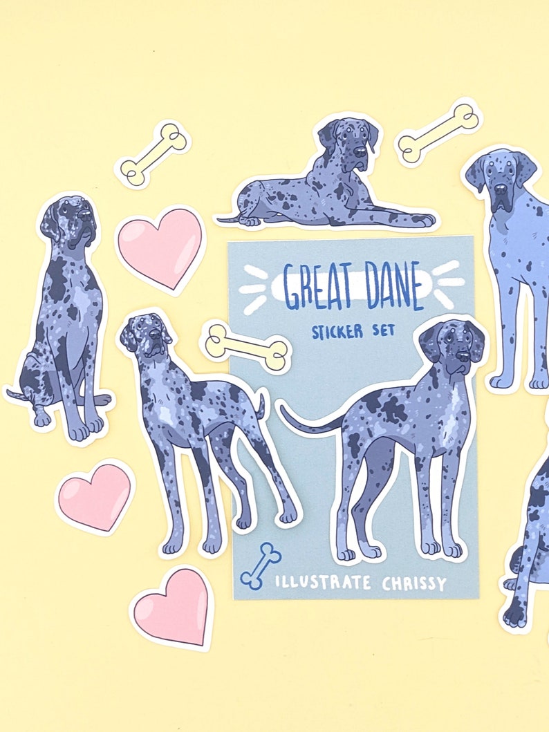 Blue Merle Great Dane Stickers Cartoon Dog Sticker Set Dog - Etsy