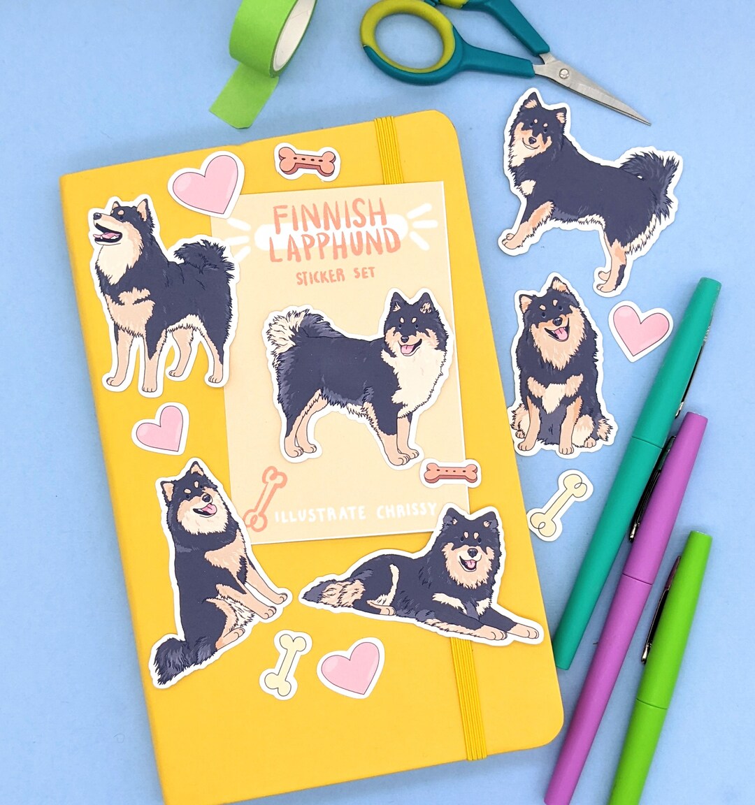 Finnish Lapphund Stickers - Black and Tan - Dog Sticker Set - Etsy