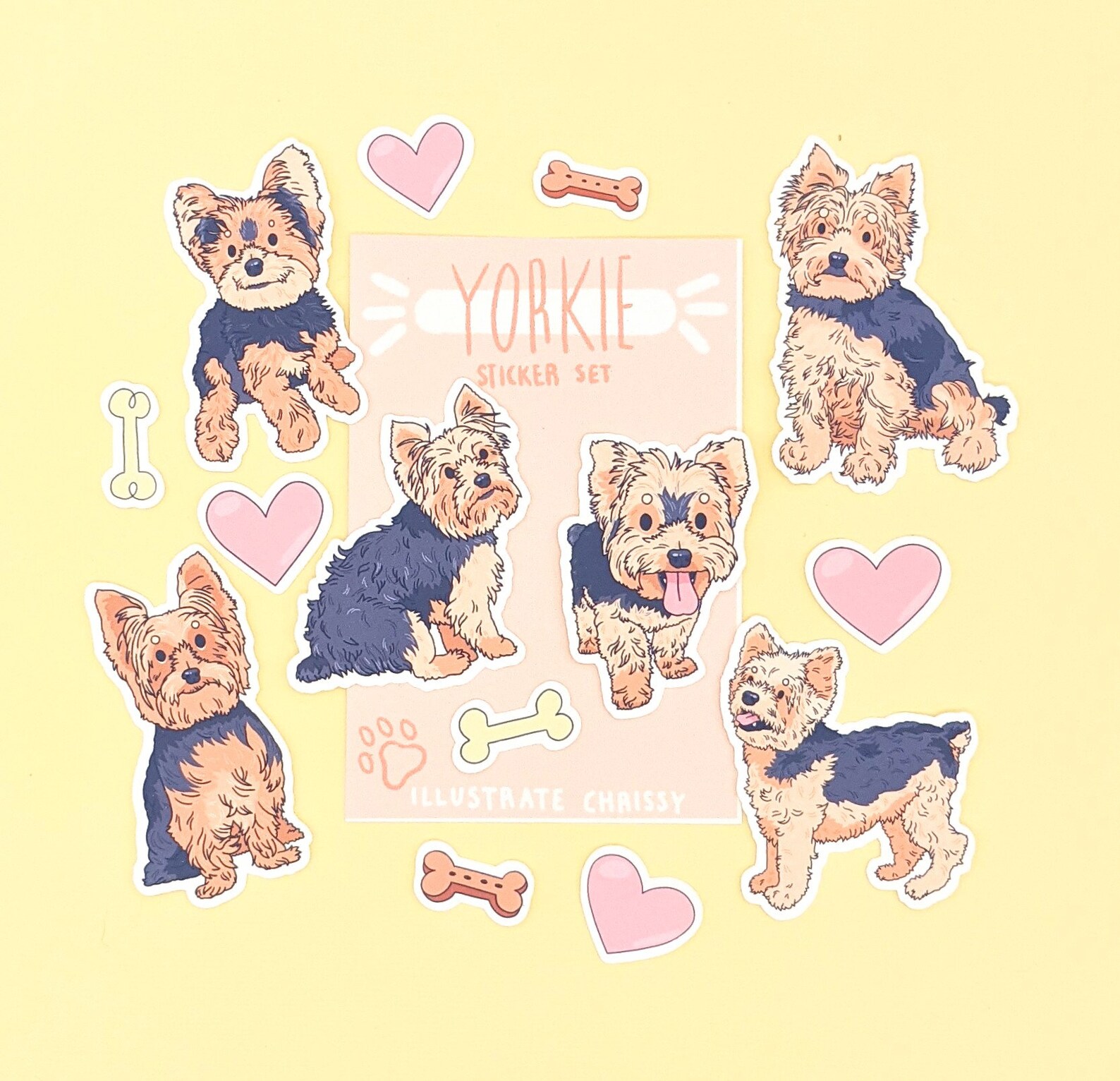 Yorkie Stickers Yorkshire Terrier Dog Breed Sticker Set - Etsy