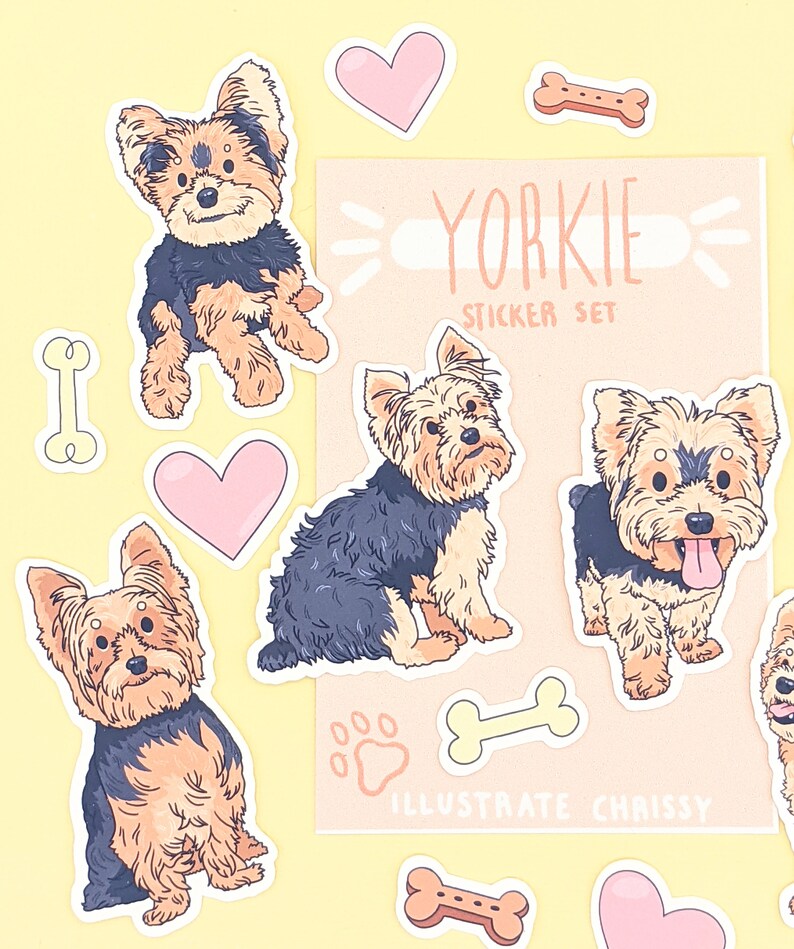 Yorkie Stickers Yorkshire Terrier Dog Breed Sticker Set - Etsy