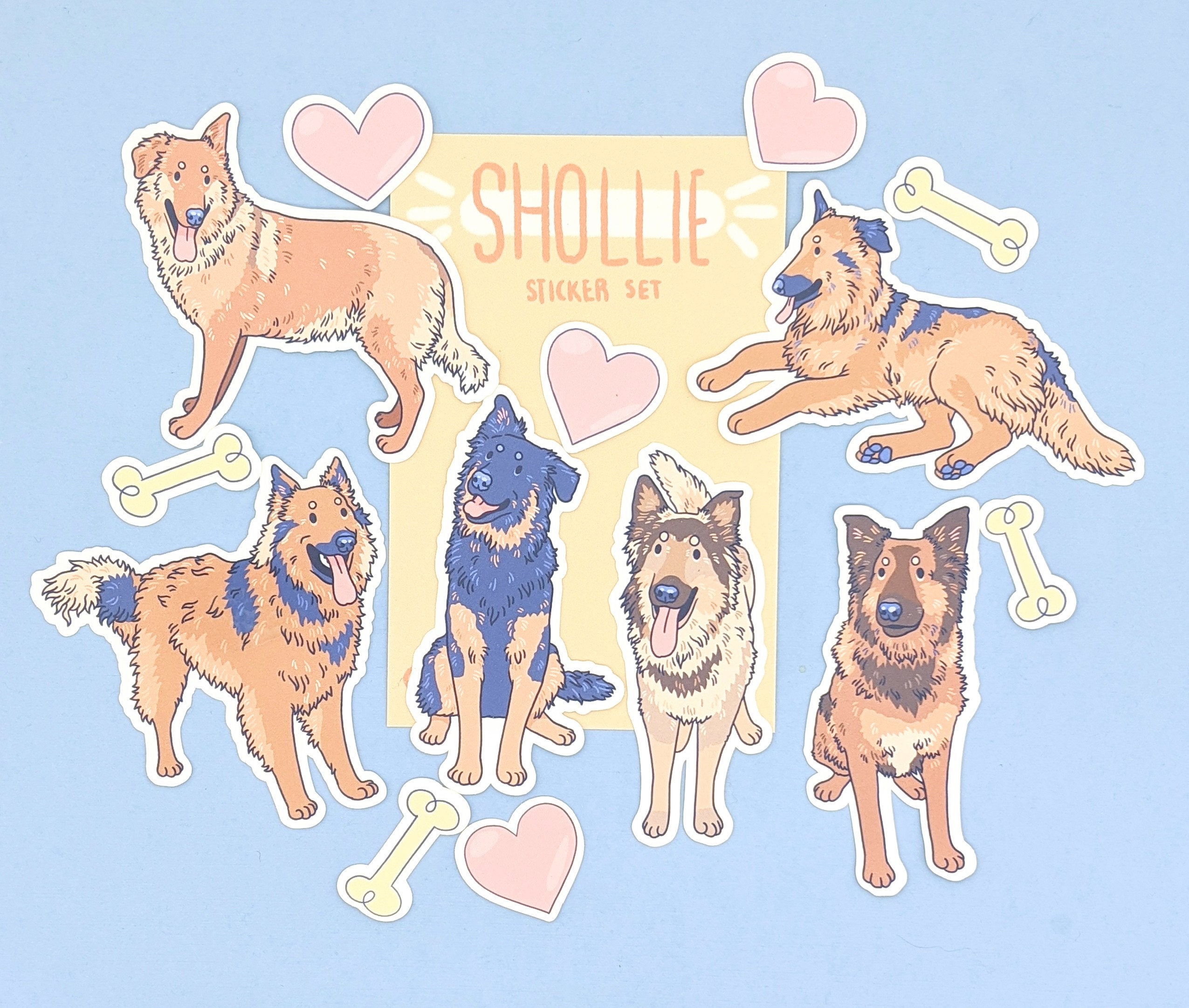 Shollie Sticker Set Cute German Shepherd Mix Dog Stickers | Etsy