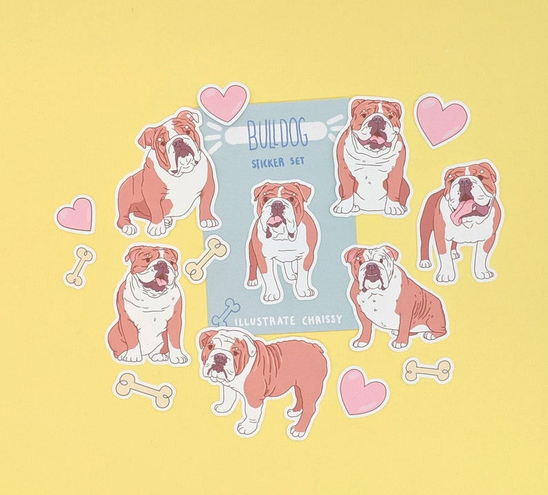 Bulldog Stickers Cute Dog Stickers Cartoon Stickers Cute | Etsy