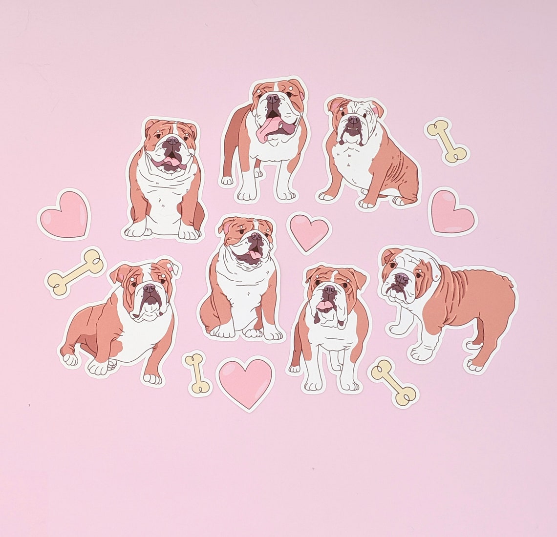 Bulldog Stickers Cute Dog Stickers Cartoon Stickers Cute | Etsy