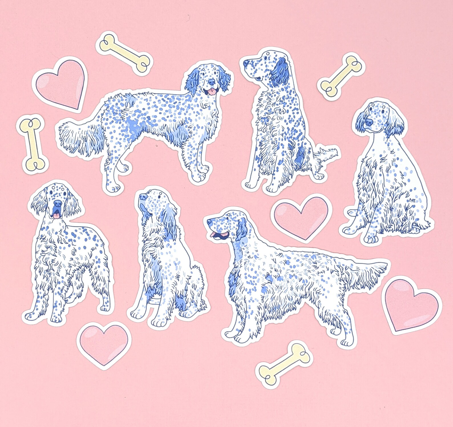 English Setter Stickers Blue Belton Setter Sticker Set | Etsy
