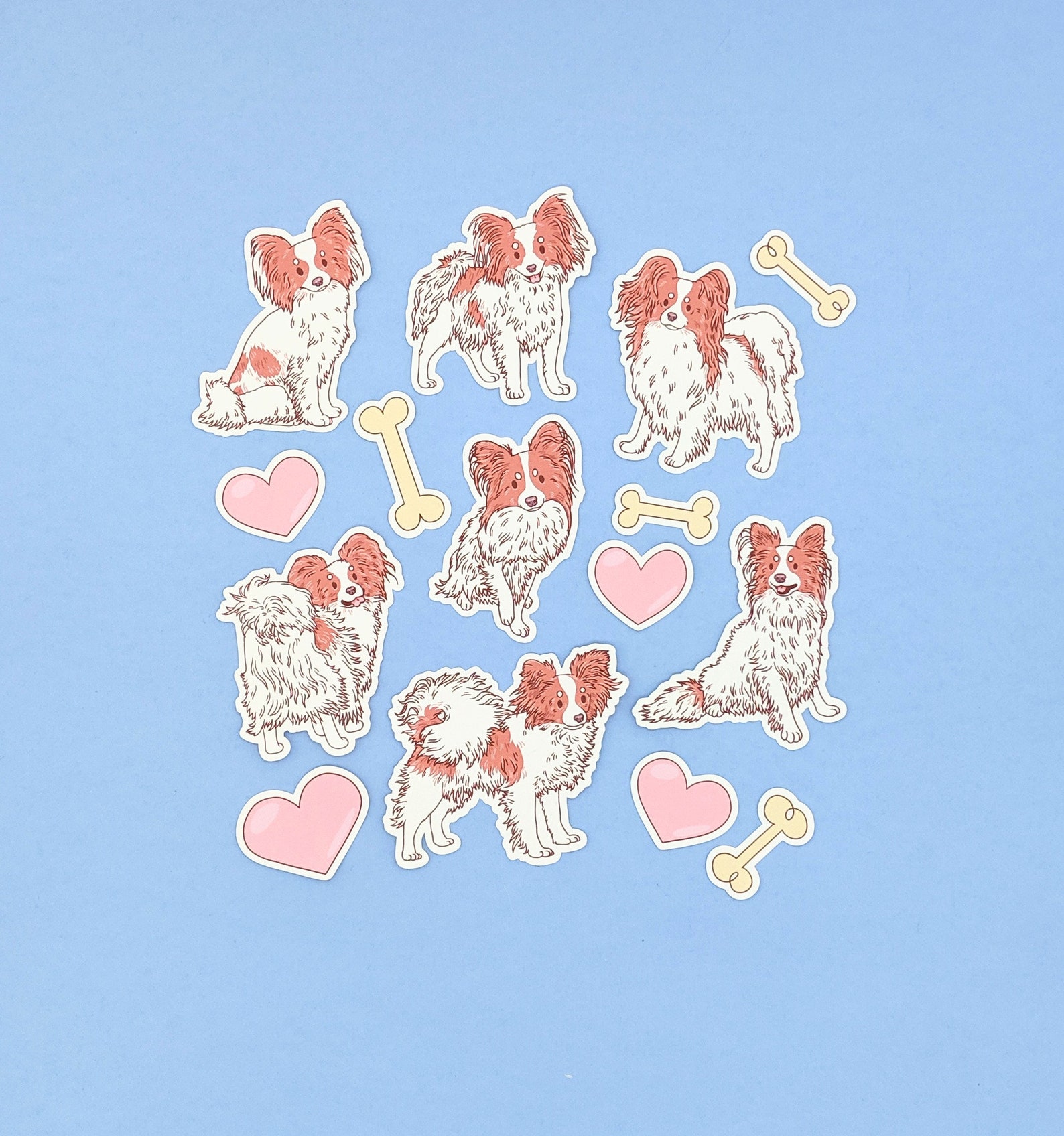 Cute Papillon Stickers Cute Dog Stickers Sticker Set | Etsy