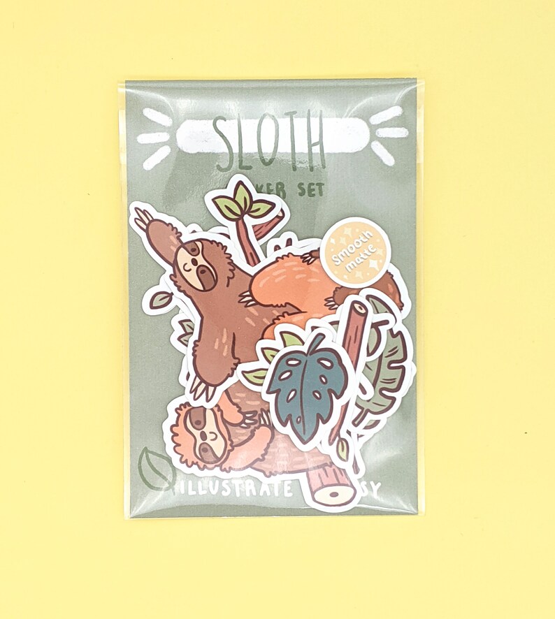 Sloth Stickers Cute Sloth Sticker Set Sticker Pack Cute - Etsy