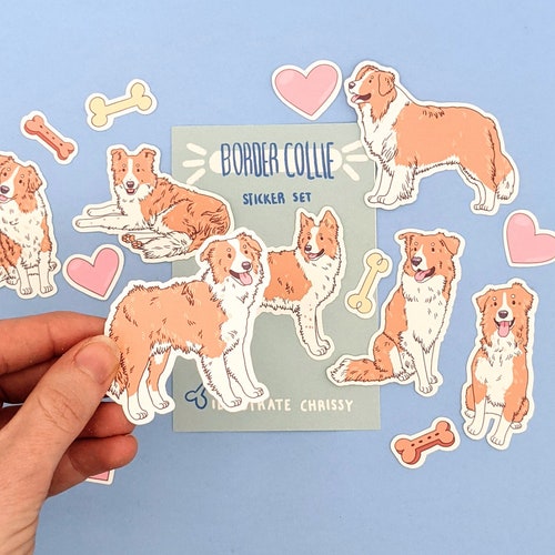 Gold Border Collie Sticker Set Cute Dog Sticker Pack | Etsy