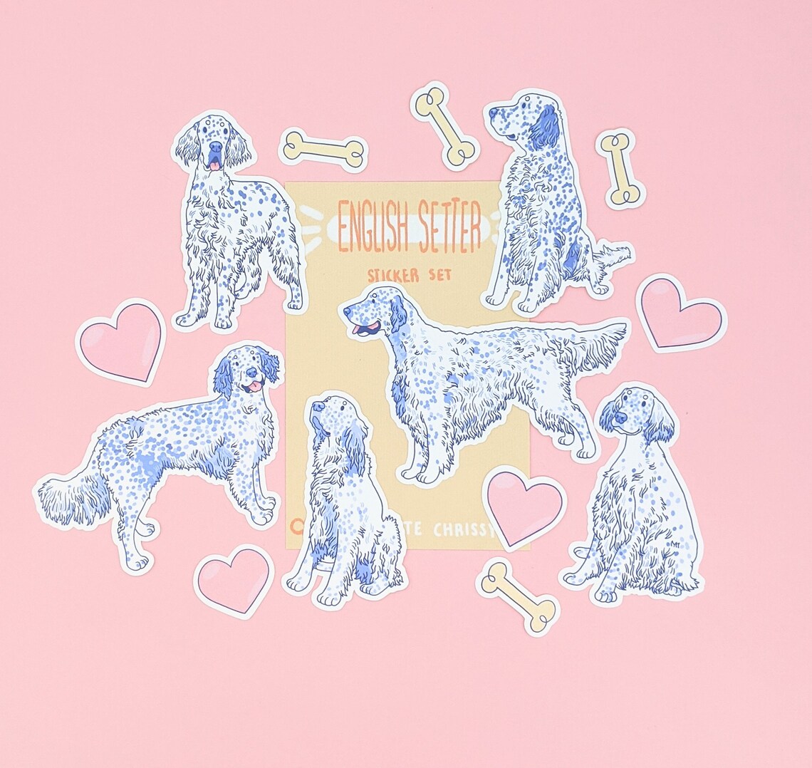 English Setter Stickers Blue Belton Setter Sticker Set | Etsy