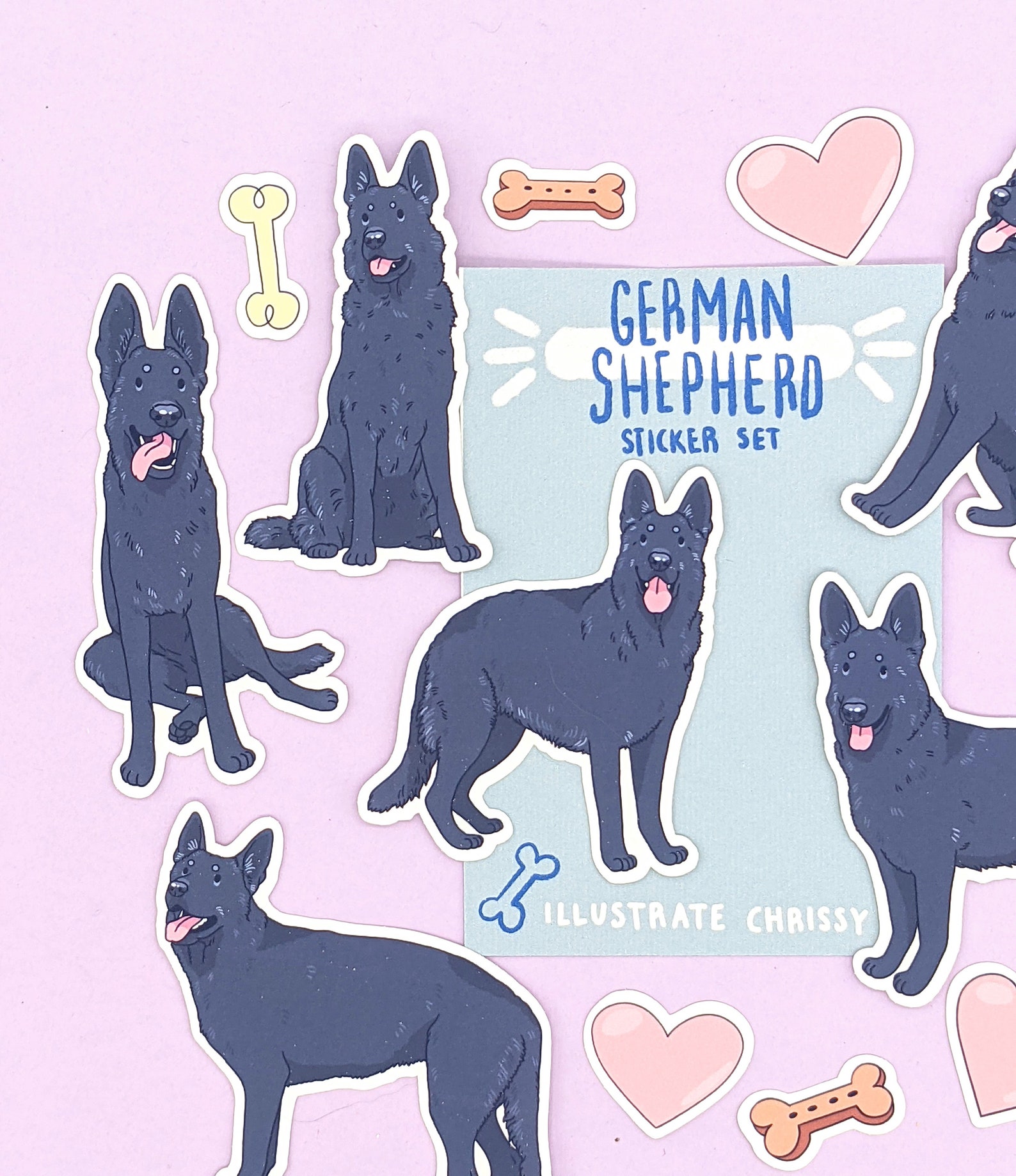 Black German Shepherd Dog Sticker Set - Waterproof Dog Stickers - Etsy