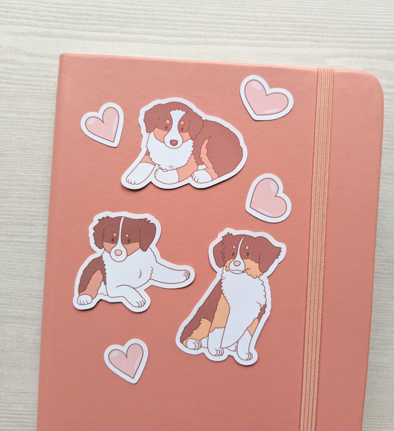 Cute Puppy Stickers Australian Shepherd Puppy Red Tri | Etsy