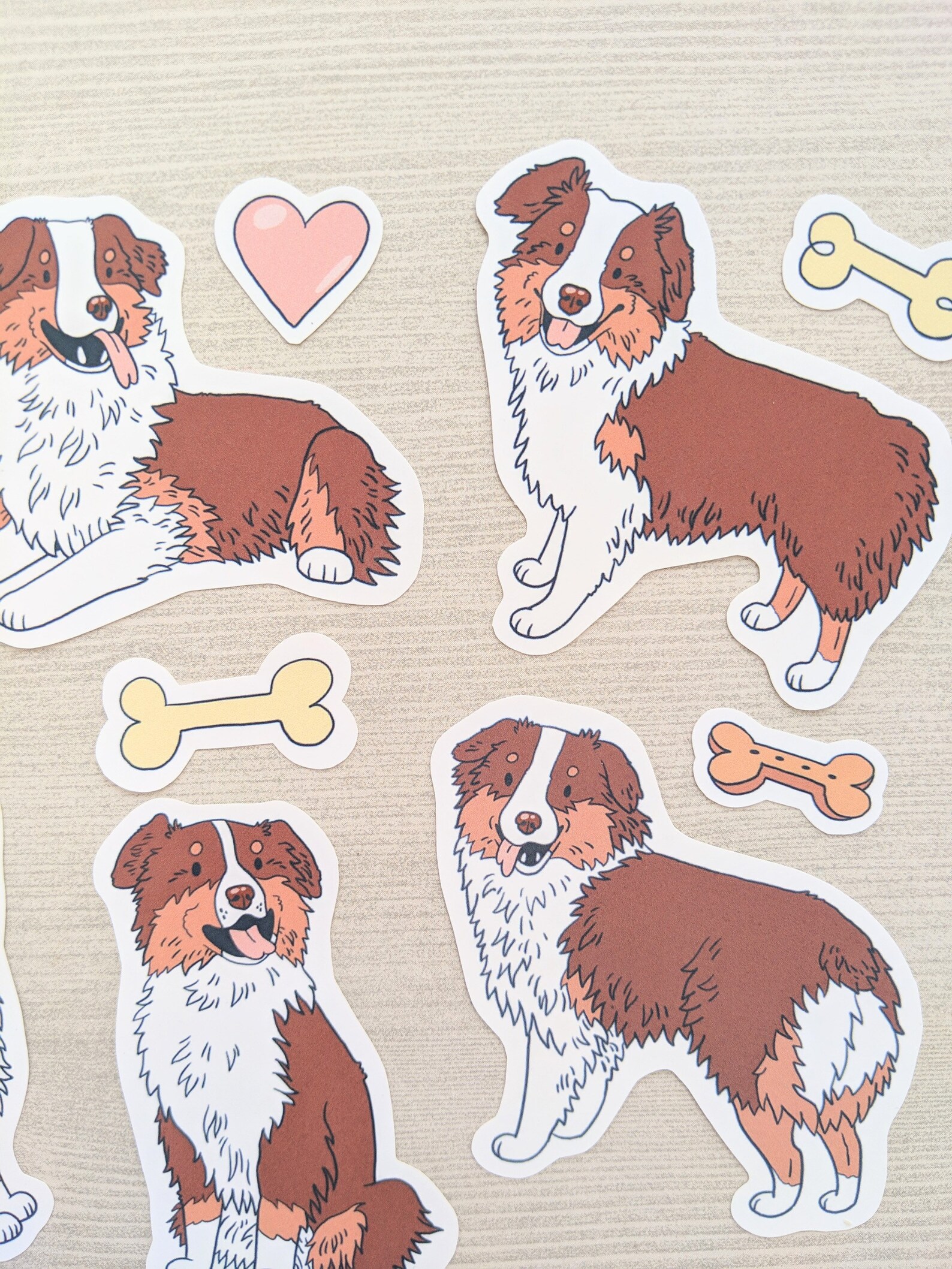 Cute Dog Stickers - Red Tri Australian Shepherd Sticker Set - Aussie ...