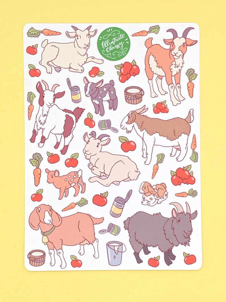 Cute Goat Stickers Farm Stickers Cute Sticker Sheet Baby | Etsy