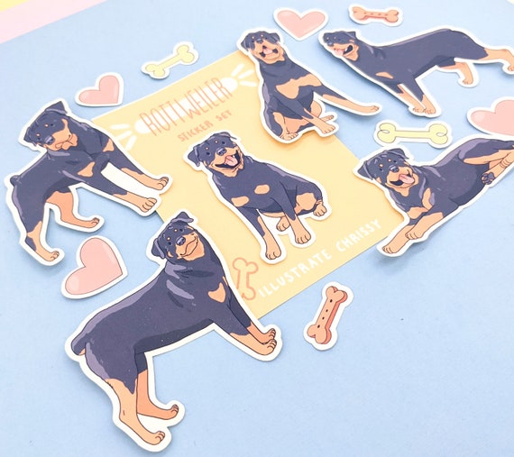 Rottweiler Stickers Cute Sticker Pack Cute Dog Stickers | Etsy