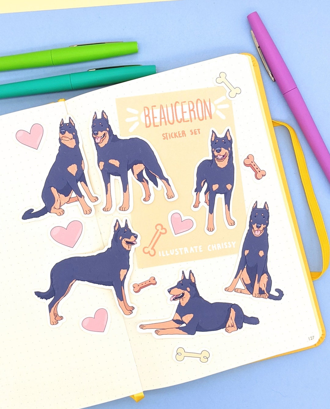 Beauceron Stickers - Cropped Ear - Cute Sticker Set - Etsy