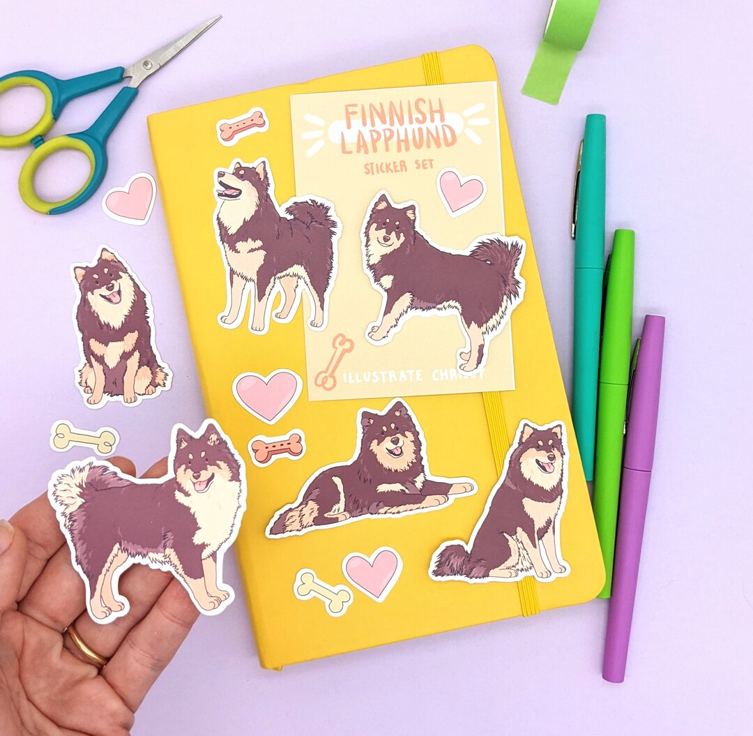 Finnish Lapphund Stickers - Brown and Tan - Dog Sticker Set - Etsy