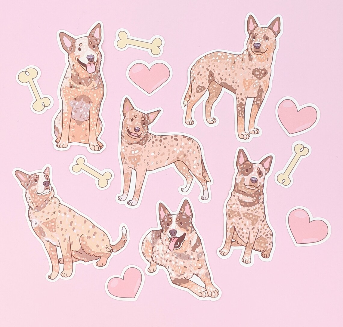 Red Heeler Stickers Red Australian Cattle Dog Stickers | Etsy