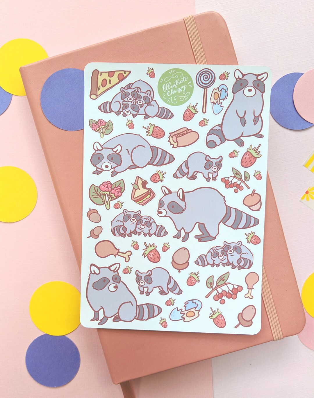 Raccoon Sticker Sheet - Cute Animal Stickers - Planner Journal Stickers ...