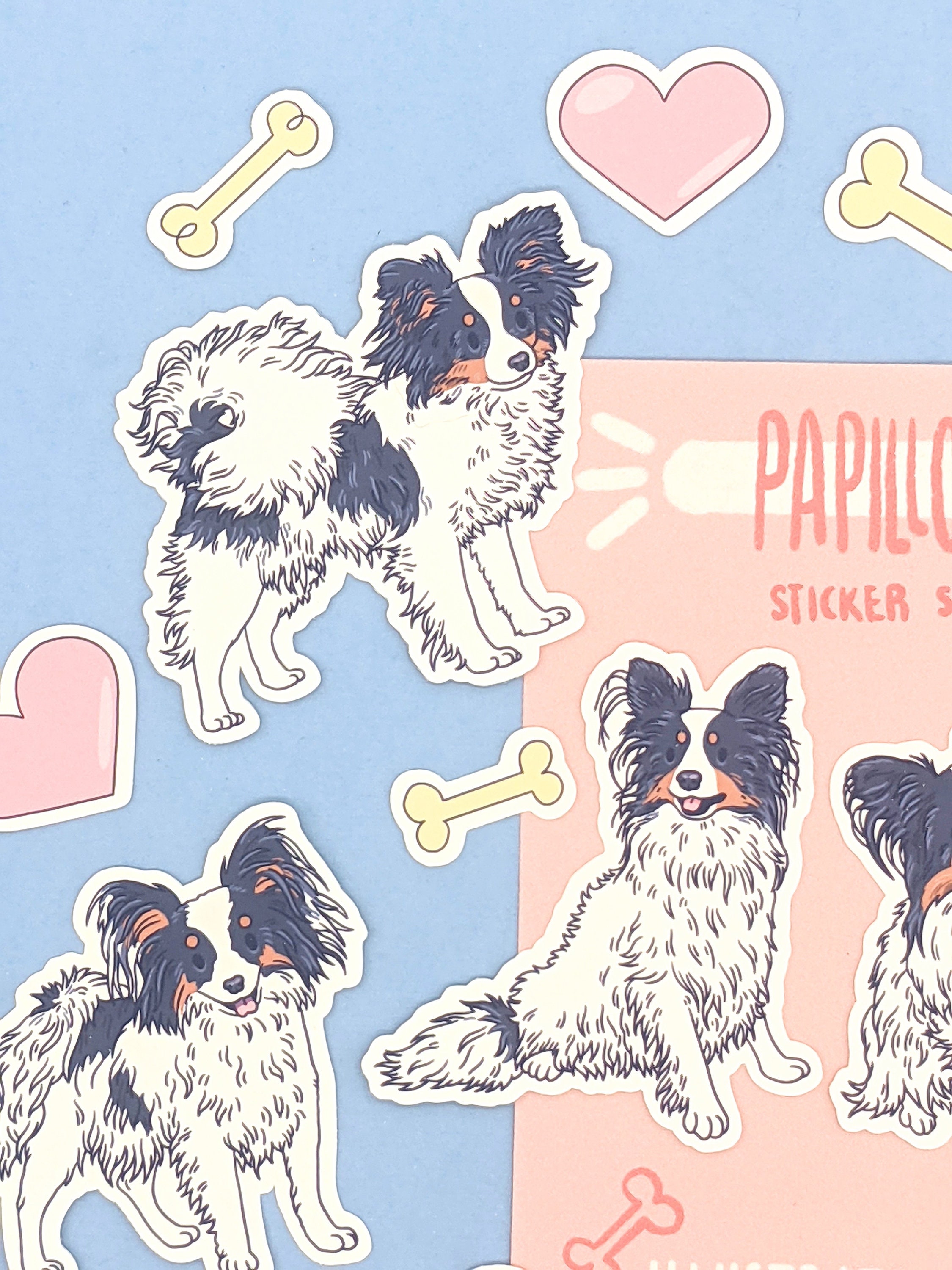 Tricolor Papillon Stickers Cute Dog Stickers Sticker Set | Etsy