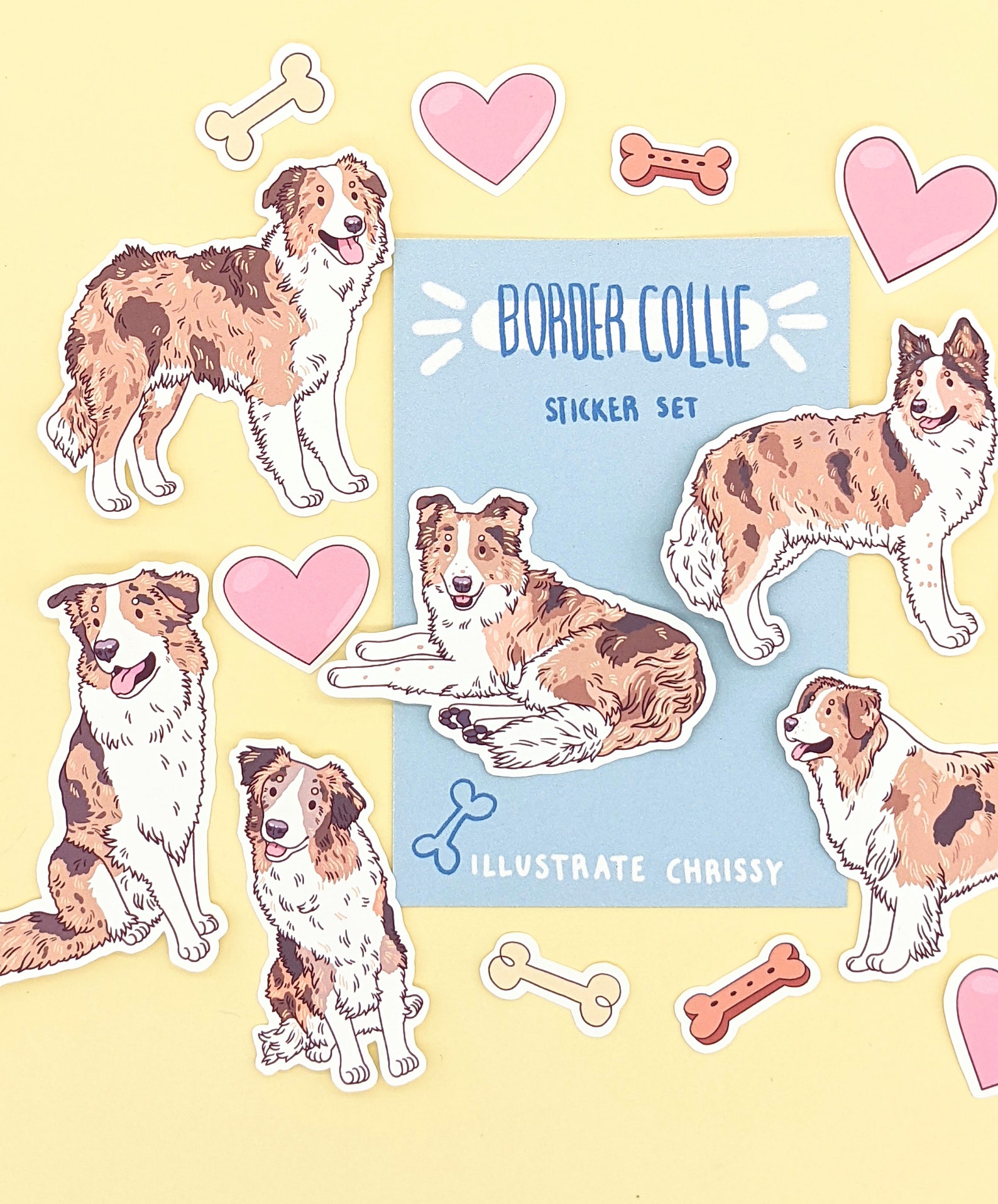 Sable Merle Border Collie Sticker Set Cute Dog Sticker Pack | Etsy