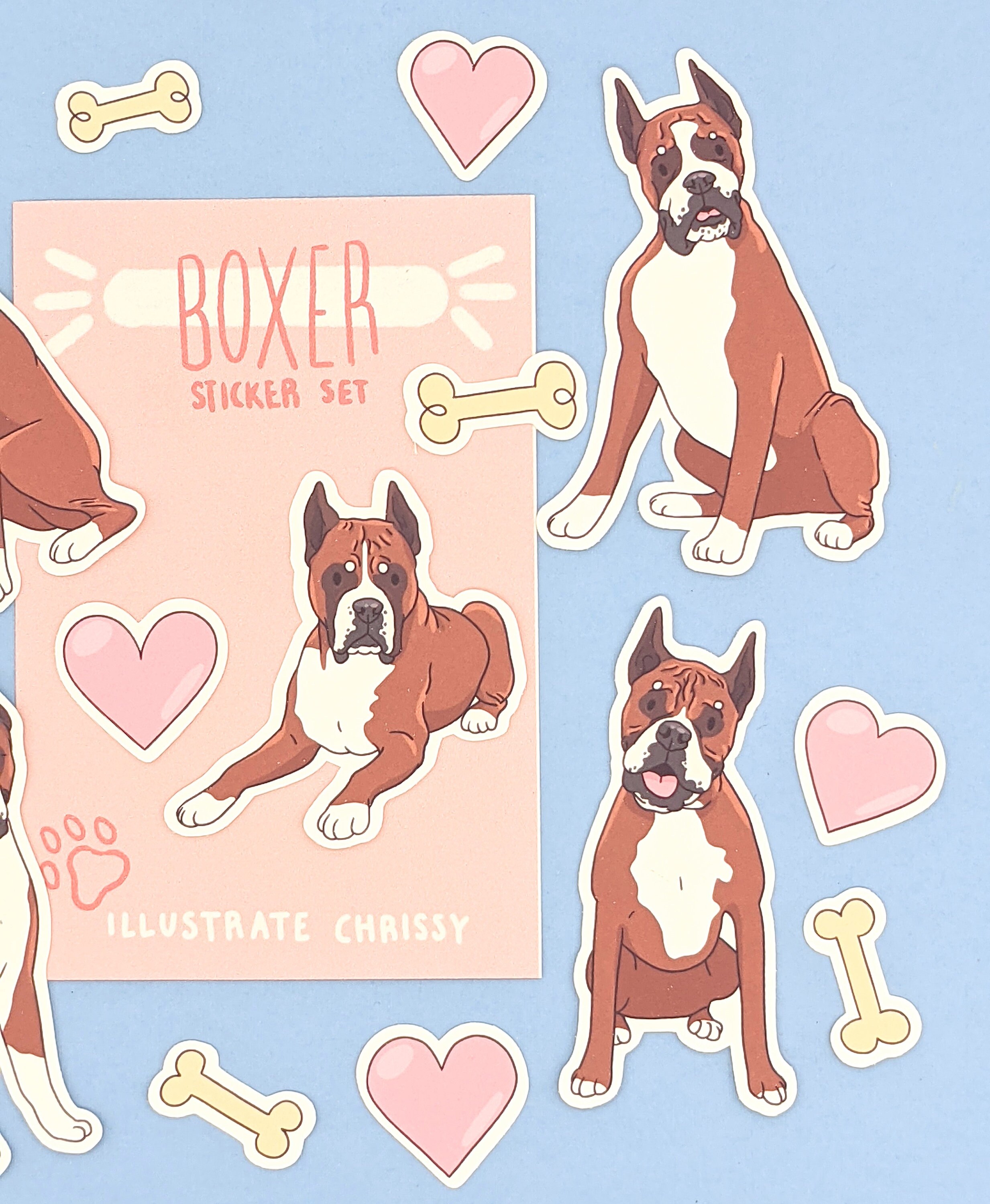 Boxer Stickers Cropped Ear Boxer Dog Gift Dog Lover Gift | Etsy