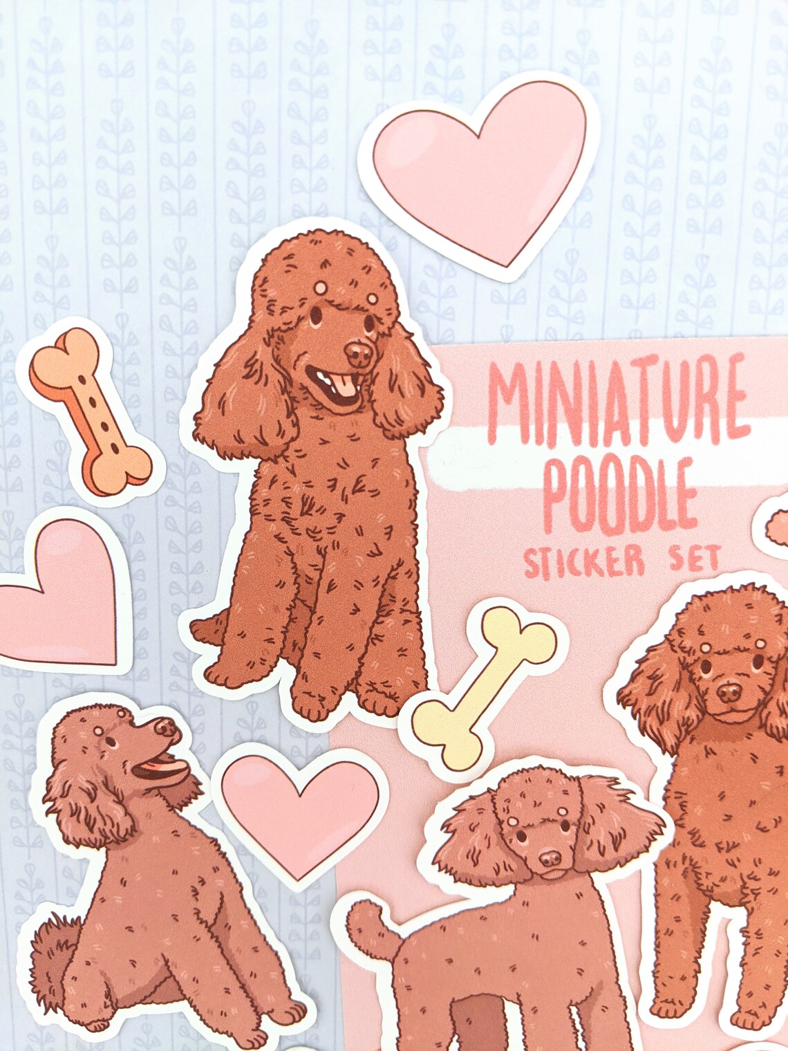Miniature Poodle Stickers Cute Dog Sticker Set Apricot Red | Etsy