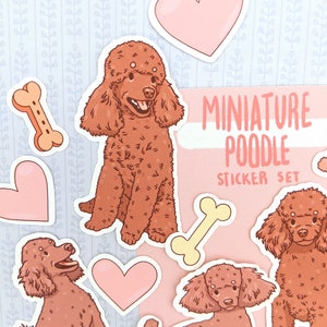 Miniature Poodle Stickers - Cute Dog Sticker Set - Apricot Red Mini ...
