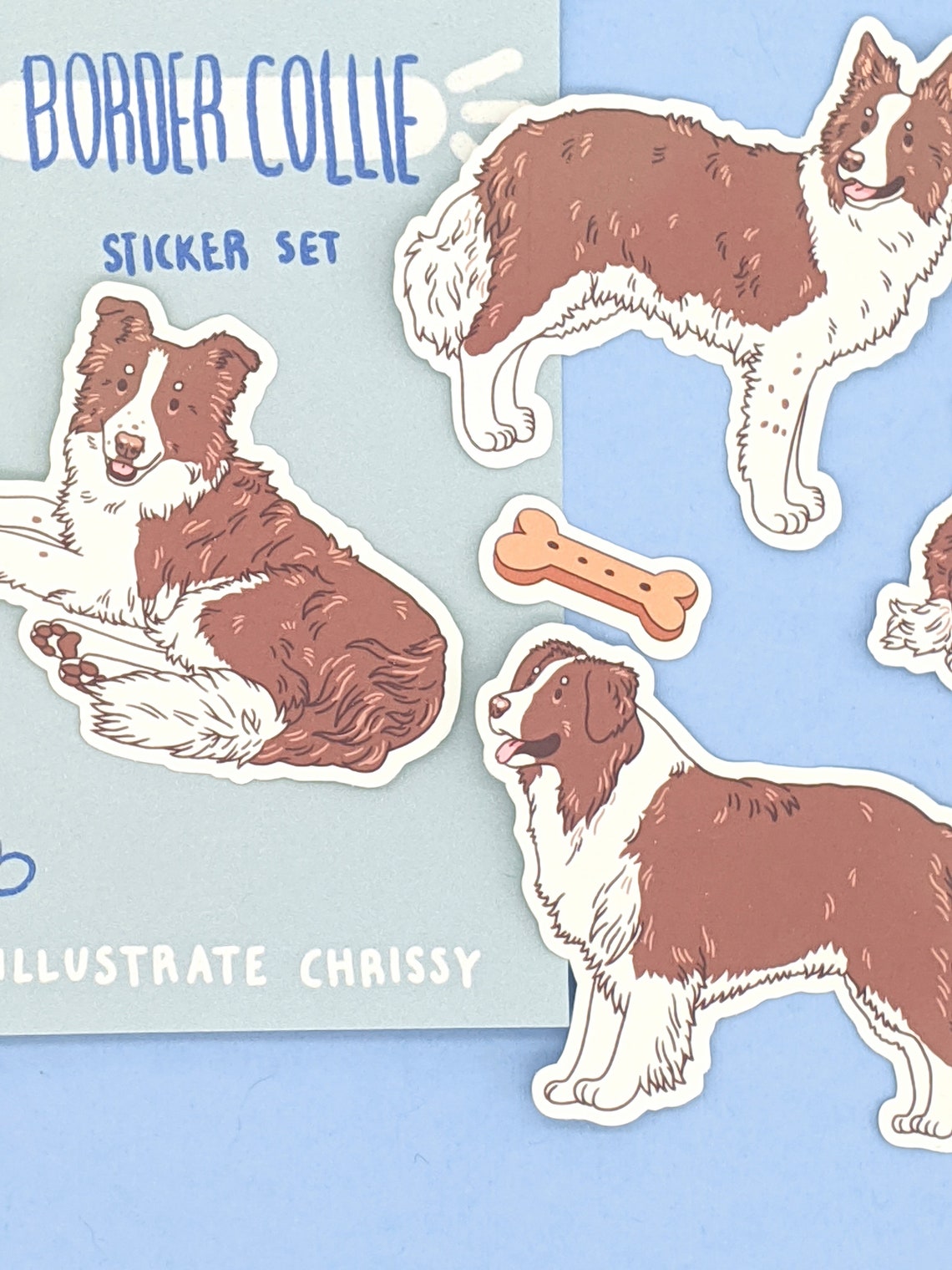 Brown Border Collie Sticker Set Cute Dog Sticker Pack | Etsy UK