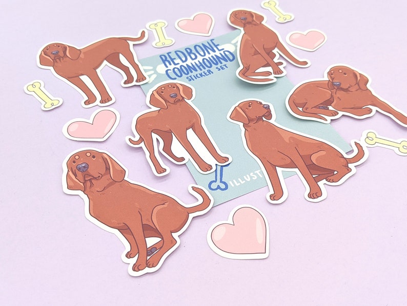 Redbone Coonhound Stickers - Cute Dog Sticker Set - Etsy