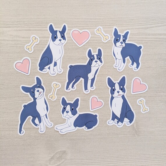 Cute Dog Stickers Boston Terrier Stickers Dog Sticker Set | Etsy