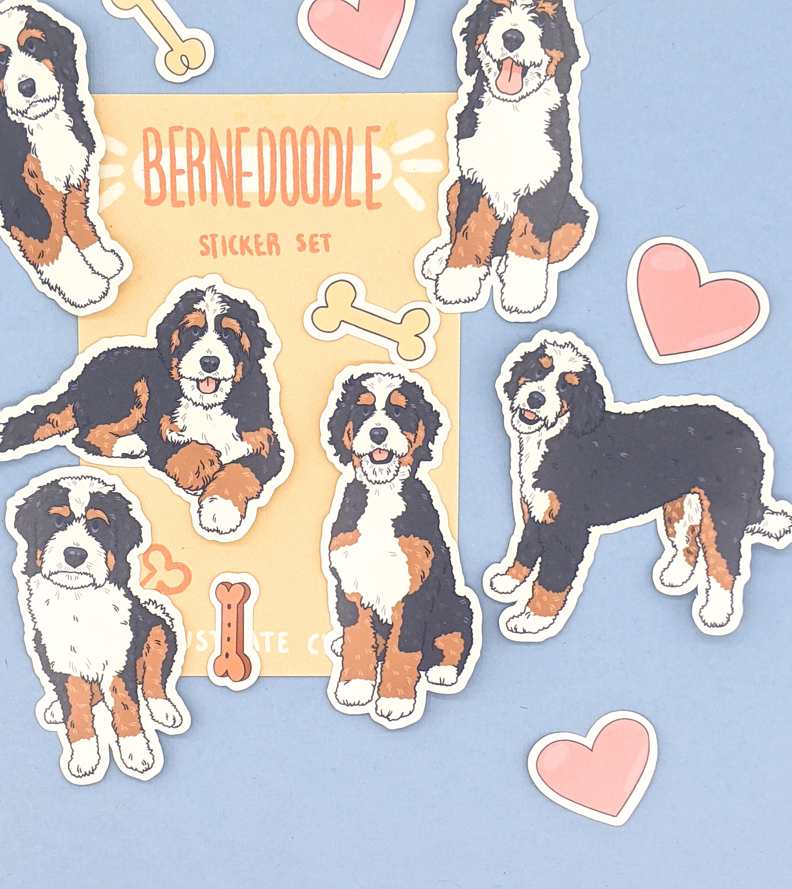 Bernedoodle Dog Sticker Set - Bernese Mountain X Poodle - Cute Doodle ...