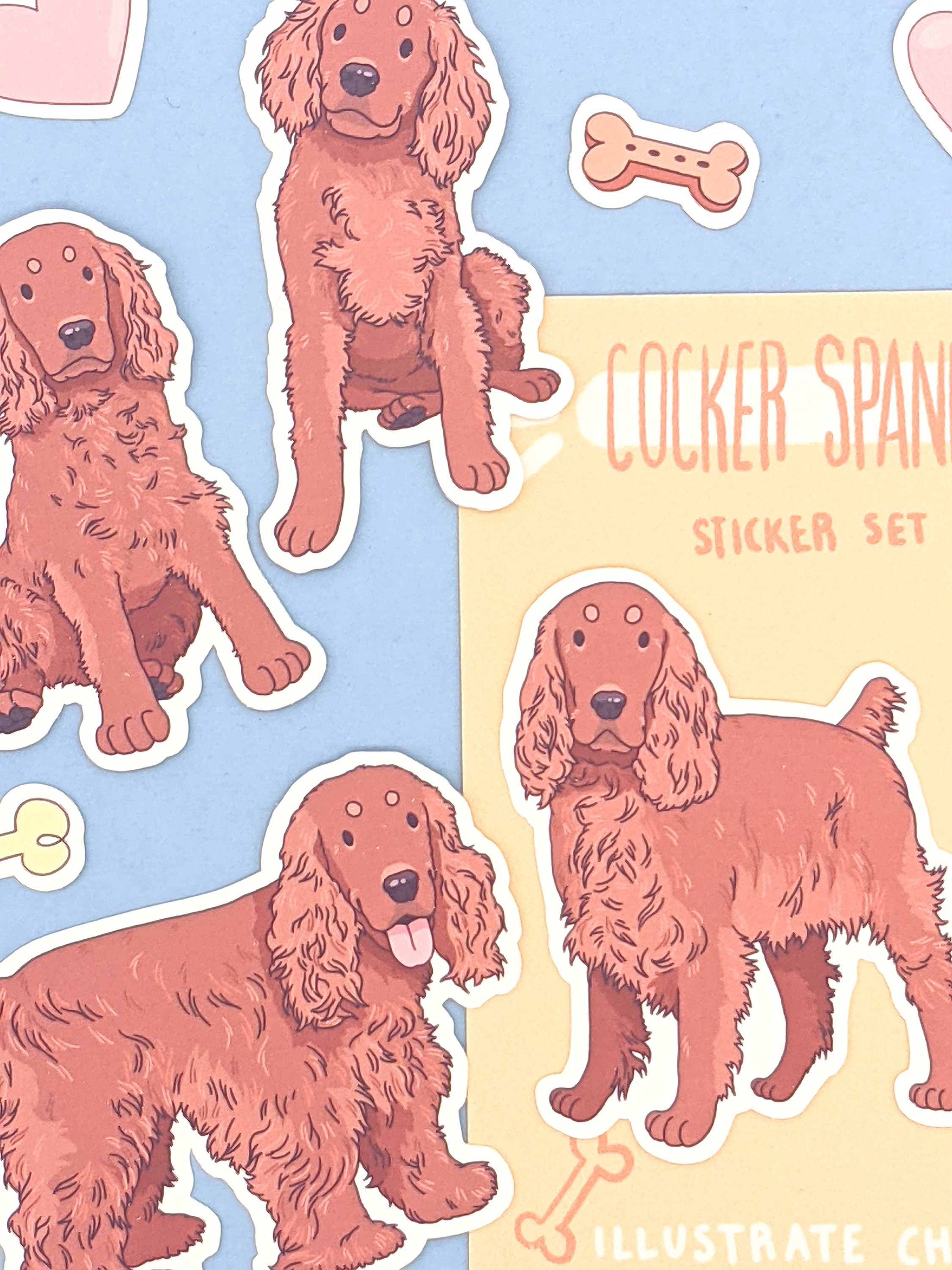 Red Cocker Spaniel Stickers - Cute English Spaniel Stickers - Cute Dog ...