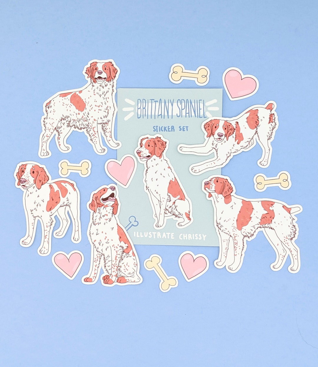 Brittany Spaniel Stickers - Cute Spaniel Stickers - Cute Dog Stickers ...