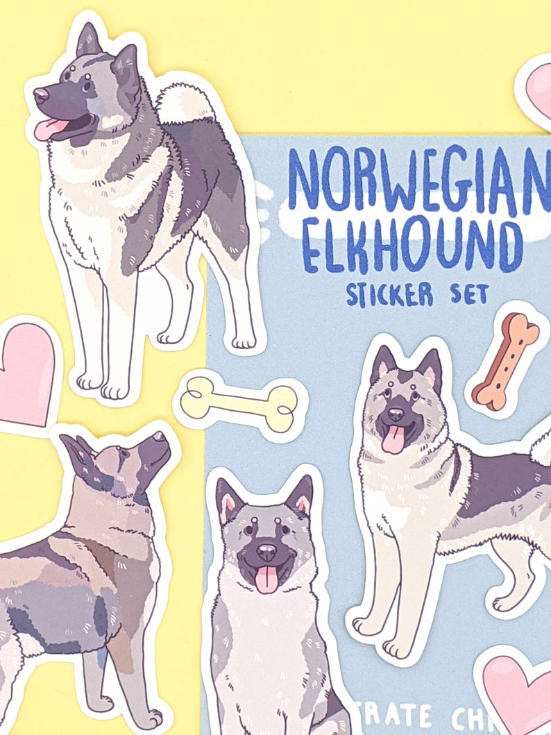 Norwegian Elkhound Stickers Cute Dog Sticker Dog Sticker | Etsy