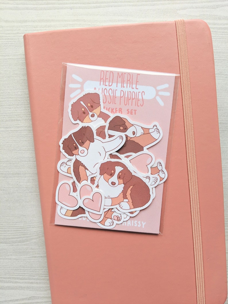 Cute Puppy Stickers Australian Shepherd Puppy Red Tri | Etsy