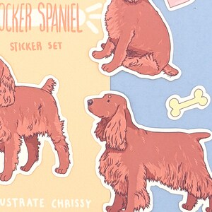 Red Cocker Spaniel Stickers - Cute English Spaniel Stickers - Cute Dog ...