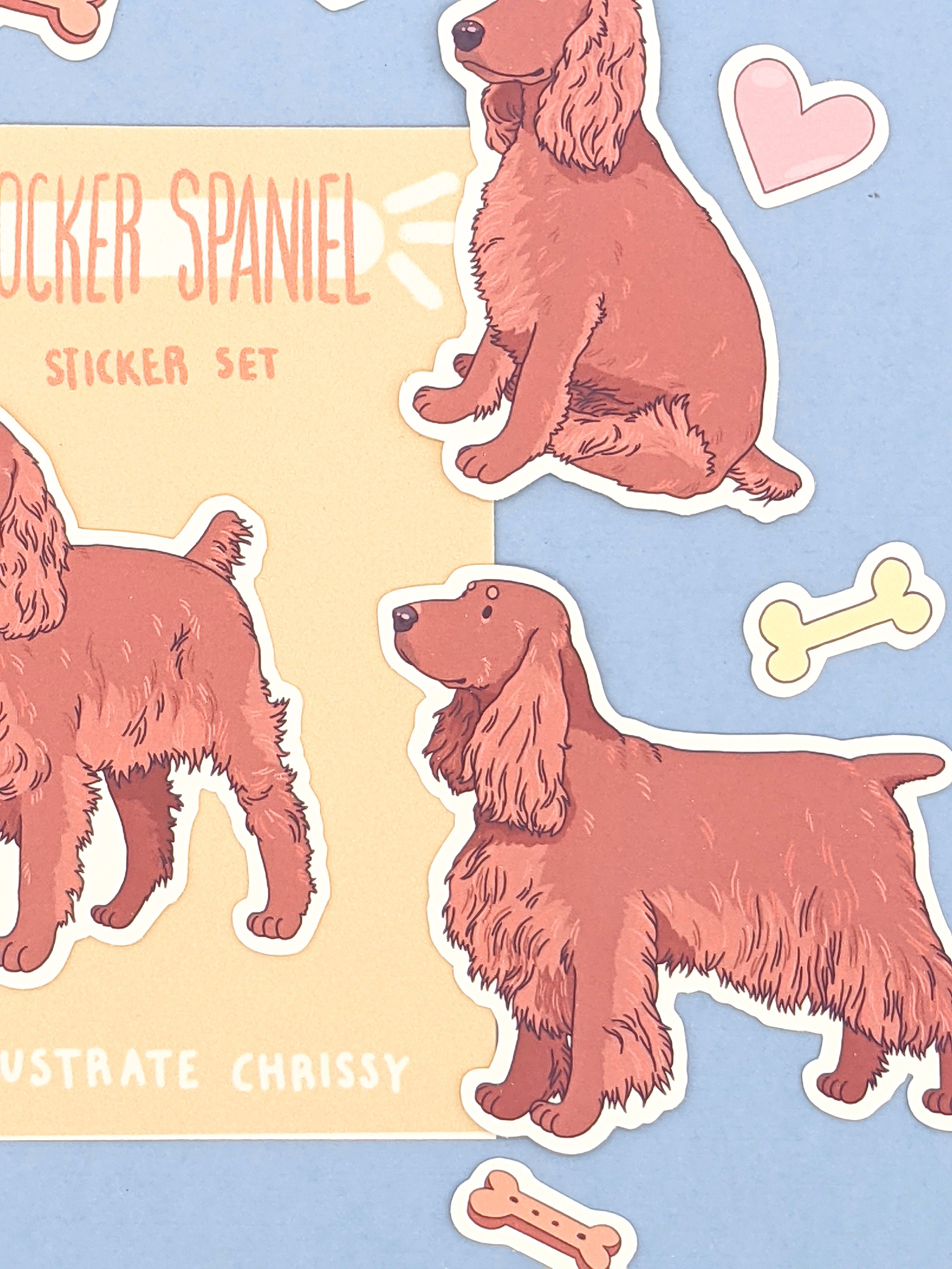 Red Cocker Spaniel Stickers Cute English Spaniel Stickers | Etsy
