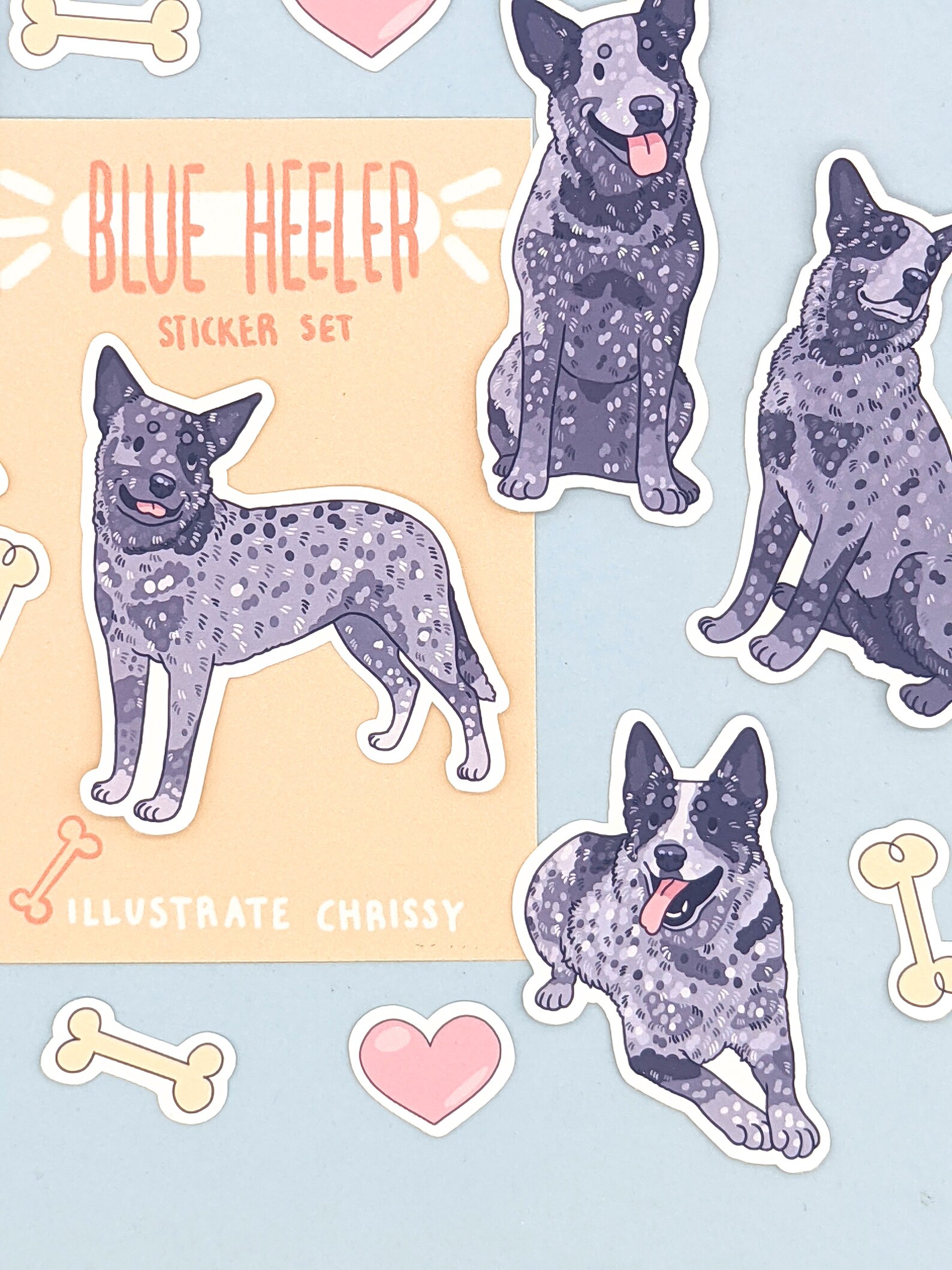 Dark Blue Heeler Stickers Australian Cattle Dog Sticker Set - Etsy