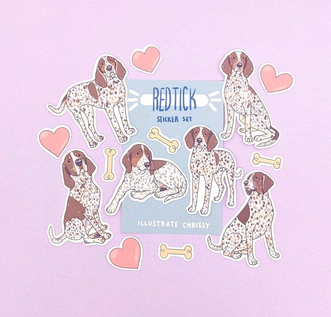 Redtick Coonhound Stickers - Cute Dog Sticker Set - Etsy