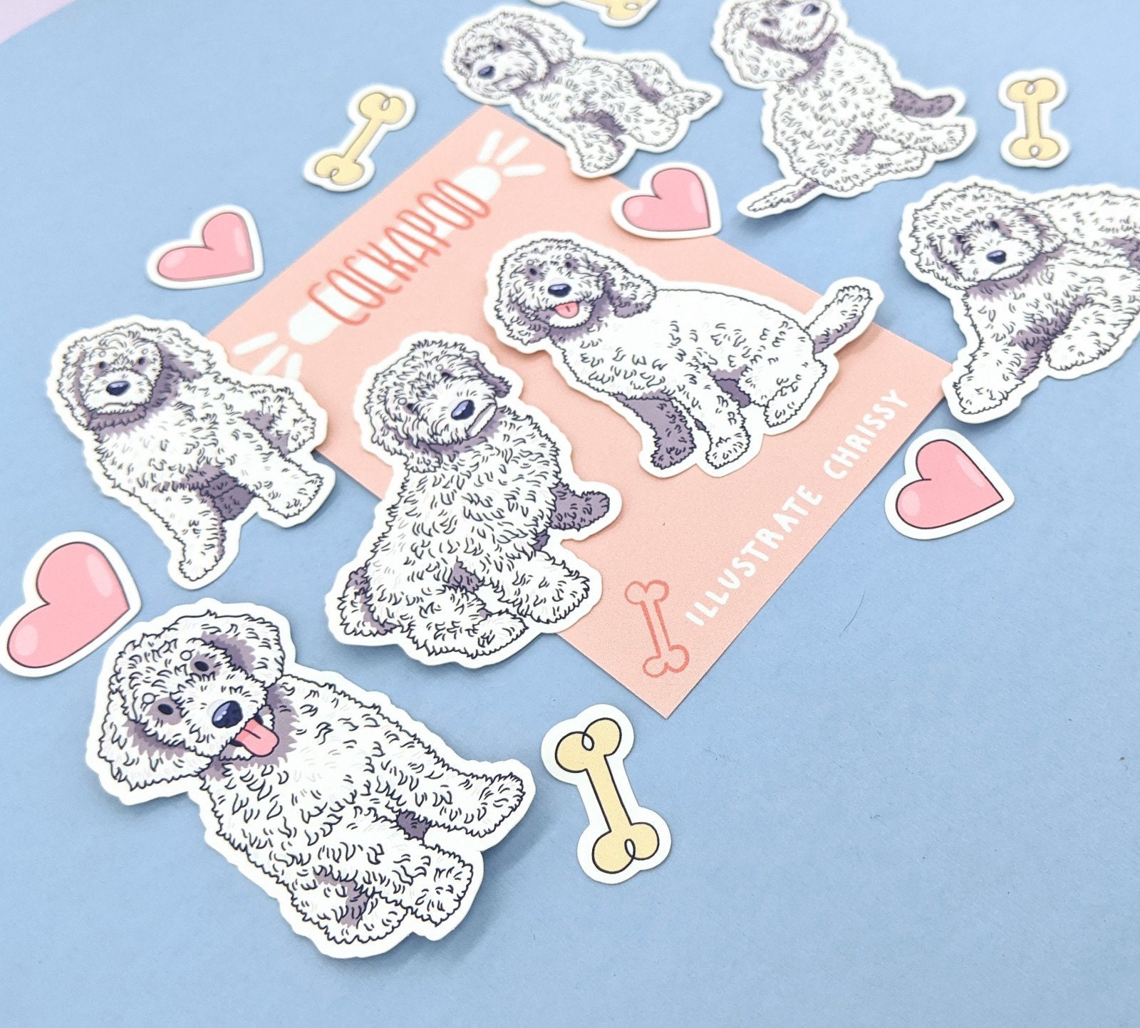 White Cockapoo Stickers Cute Waterproof Dog Stickers - Etsy