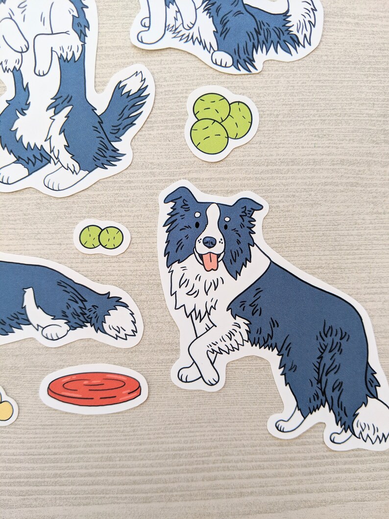 Cute Cartoon Border Collie Sticker Set Dog Sticker Pack | Etsy
