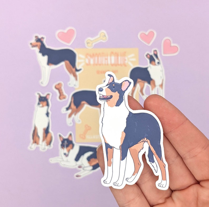 Tricolor Collie Sticker Set Smooth Collie Stickers Dog - Etsy
