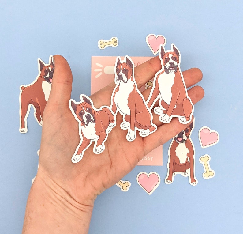 Boxer Stickers Cropped Ear Boxer Dog Gift Dog Lover Gift | Etsy