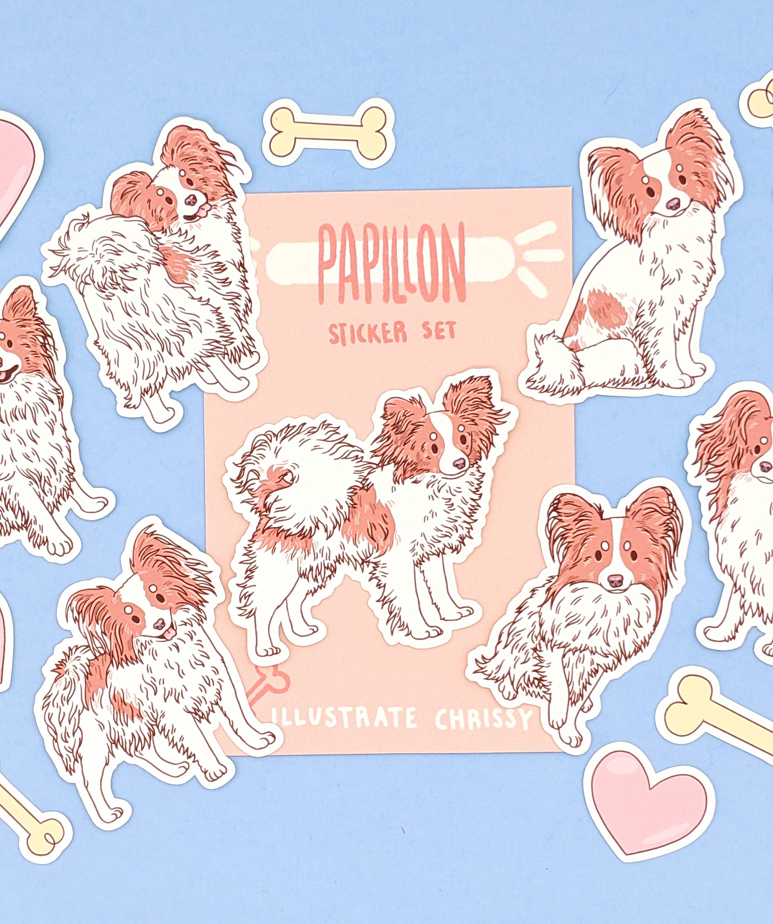 Cute Papillon Stickers Cute Dog Stickers Sticker Set | Etsy
