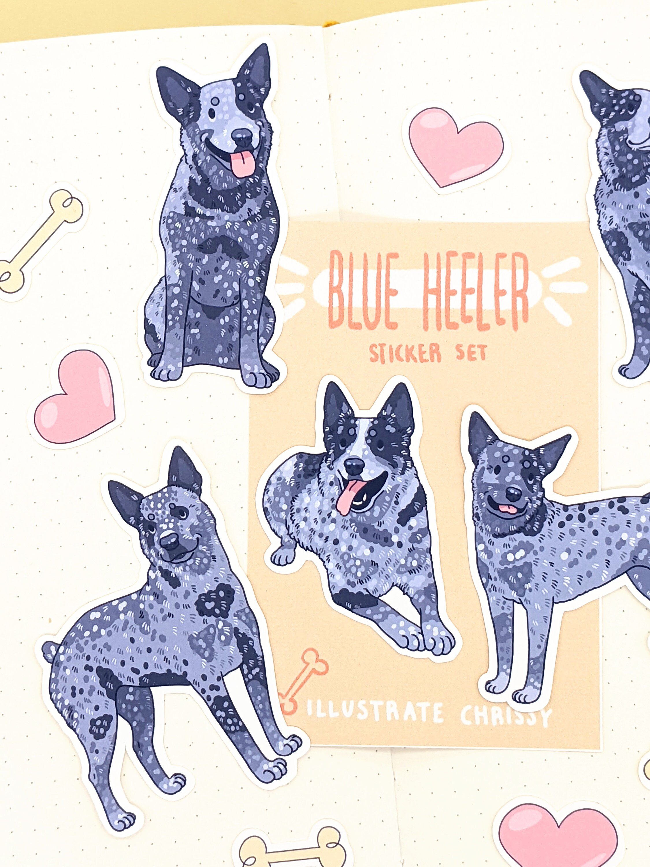 Dark Blue Heeler Stickers - Docked Tail - Australian Cattle Dog Sticker ...
